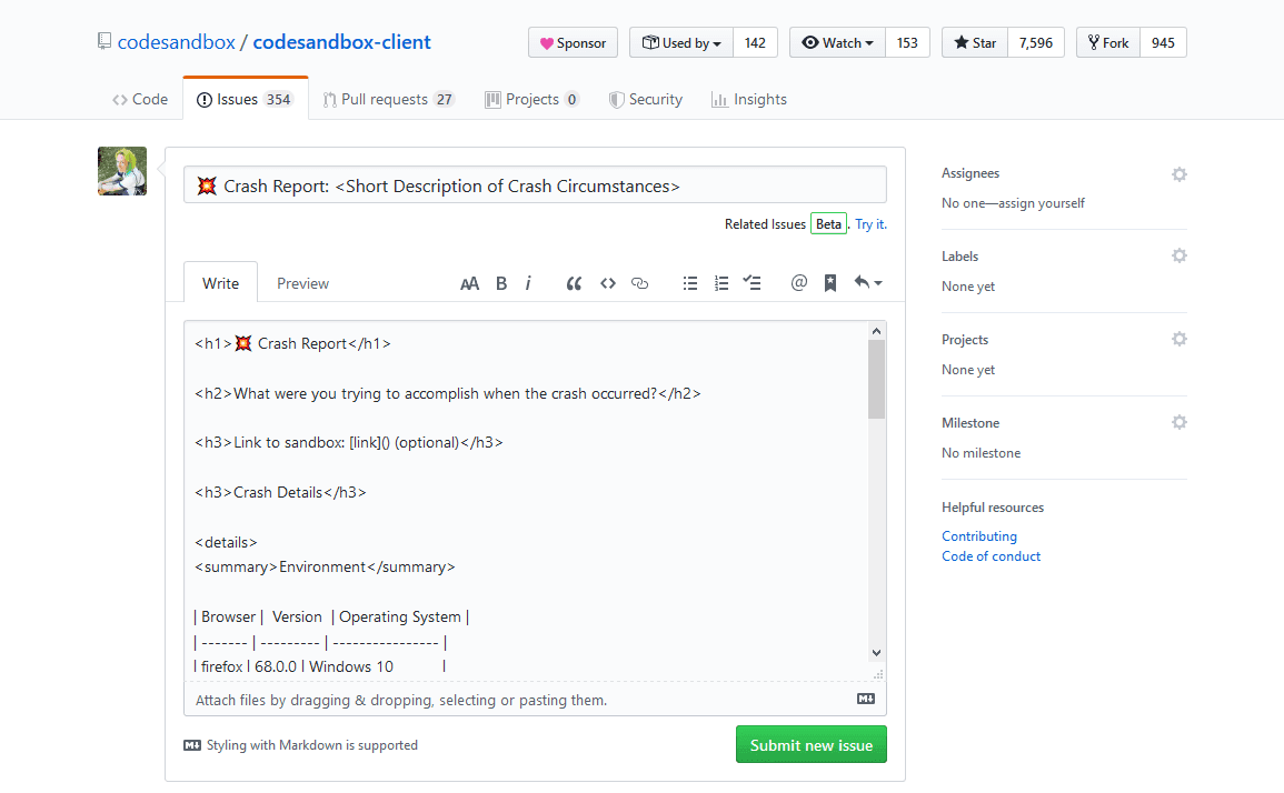 CodeSadbox - Introducing improved Crash Reporting! - CodeSandbox