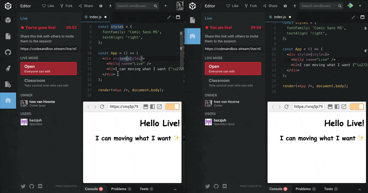 Introducing CodeSandbox Live — real time code collaboration in the ...