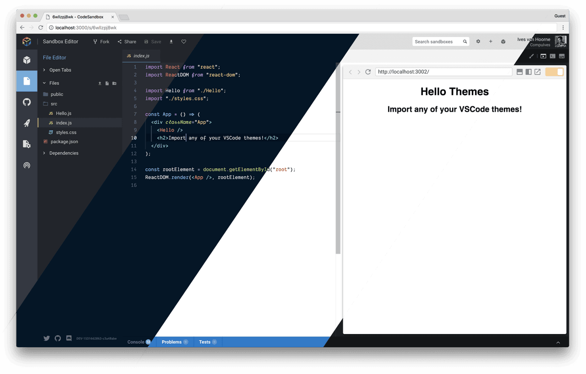 Introducing Themes - CodeSandbox