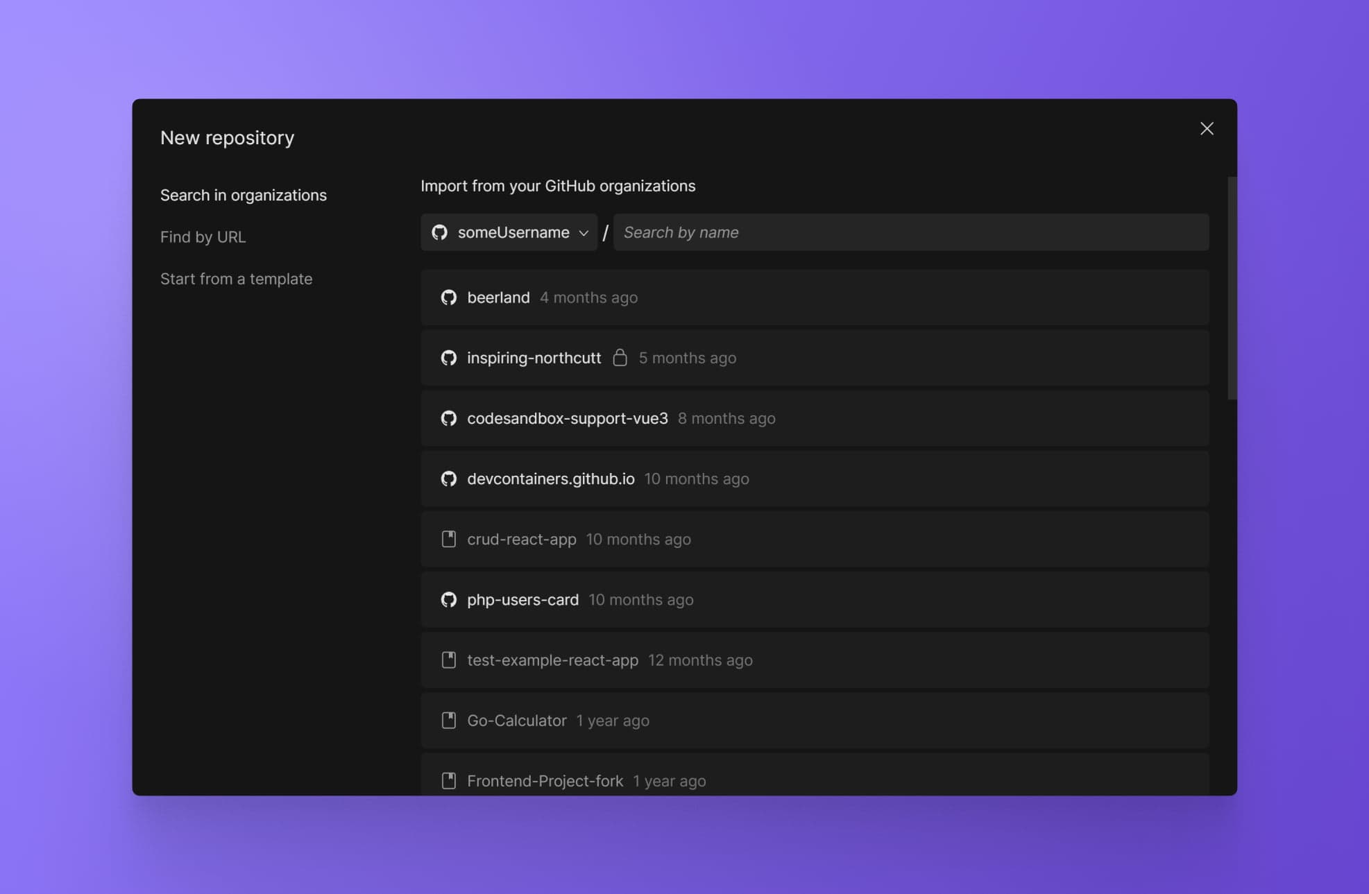 Importing a repository – CodeSandbox