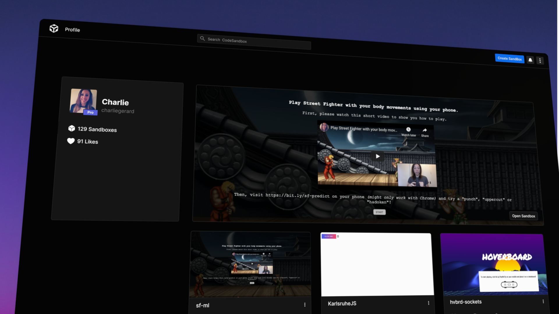 Curiosity-driven Development with Charlie Gerard - CodeSandbox